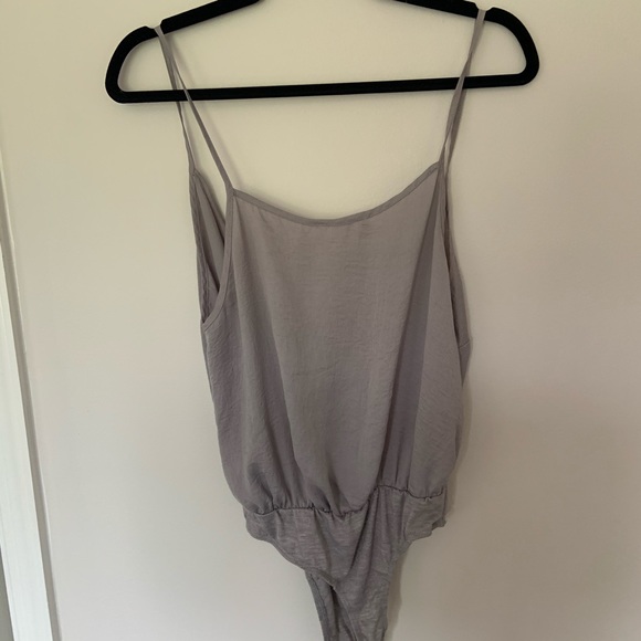 Missguided | Tops | Missguided Satin Grey Bodysuit | Poshmark